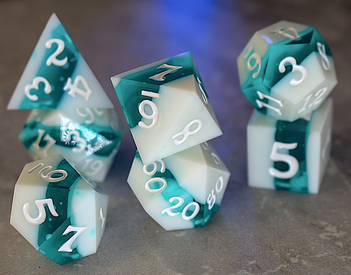Snow Caps Sharp Edge Dice Set - Easy Roller Dice Company
