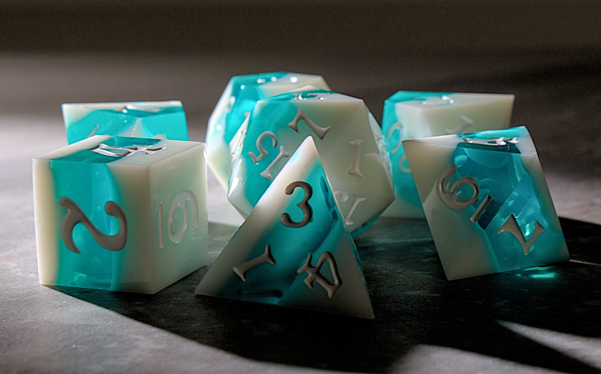 Snow Caps Sharp Edge Dice Set - Easy Roller Dice Company