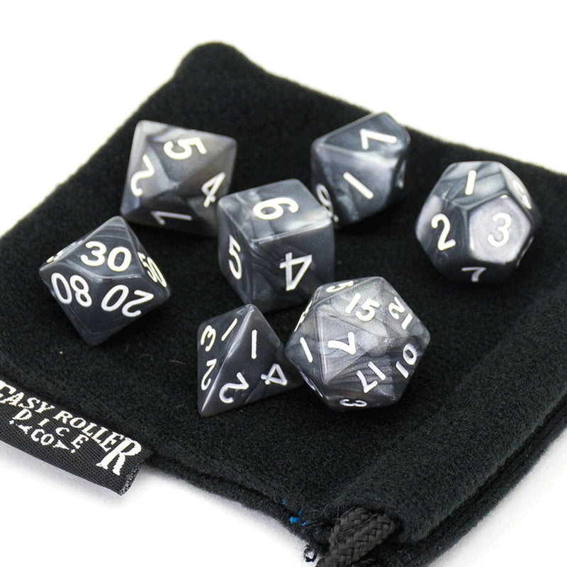 Black Smoke Dice - 7 Piece Set - Easy Roller Dice Company