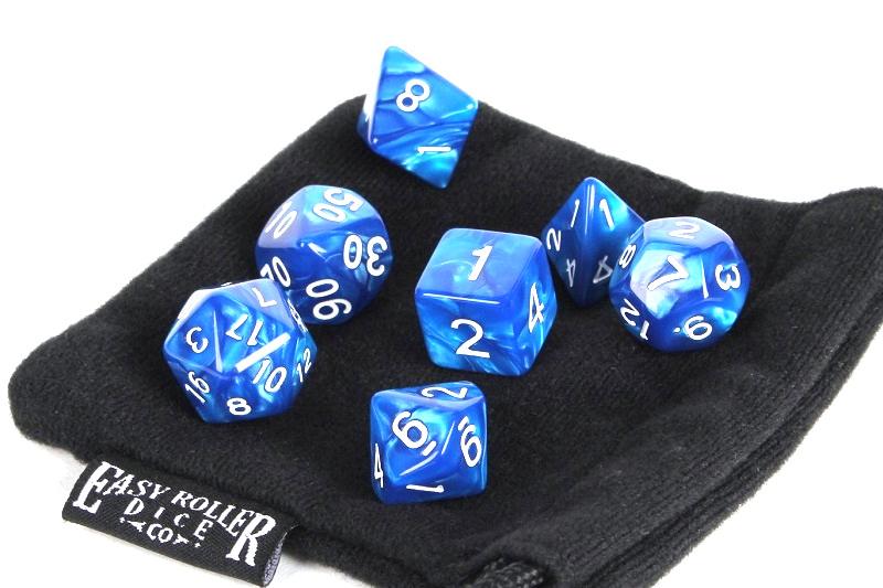 Blue Marble - 7 Piece Set - Easy Roller Dice Company