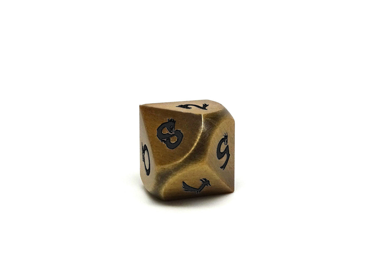 Metal Dice of Ancient Dragons - Ancient Gold with Black Dragon Font ...