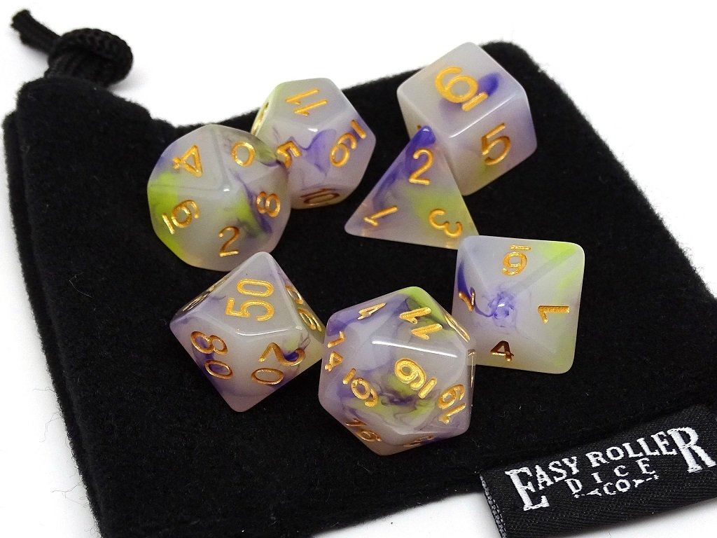 Indigo and Green Cloud - 7 Piece Dice Set - Easy Roller Dice Company