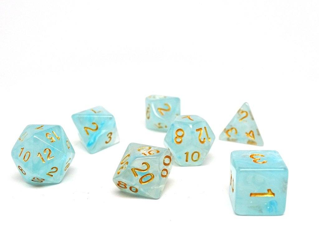Frosted Ice Blue Glacier - 7 Piece Dice Collection - Easy Roller Dice ...