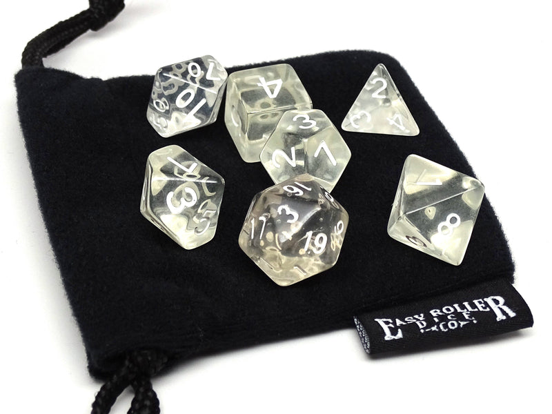 Clear Translucent Dice - 7 Piece Set - Easy Roller Dice Company