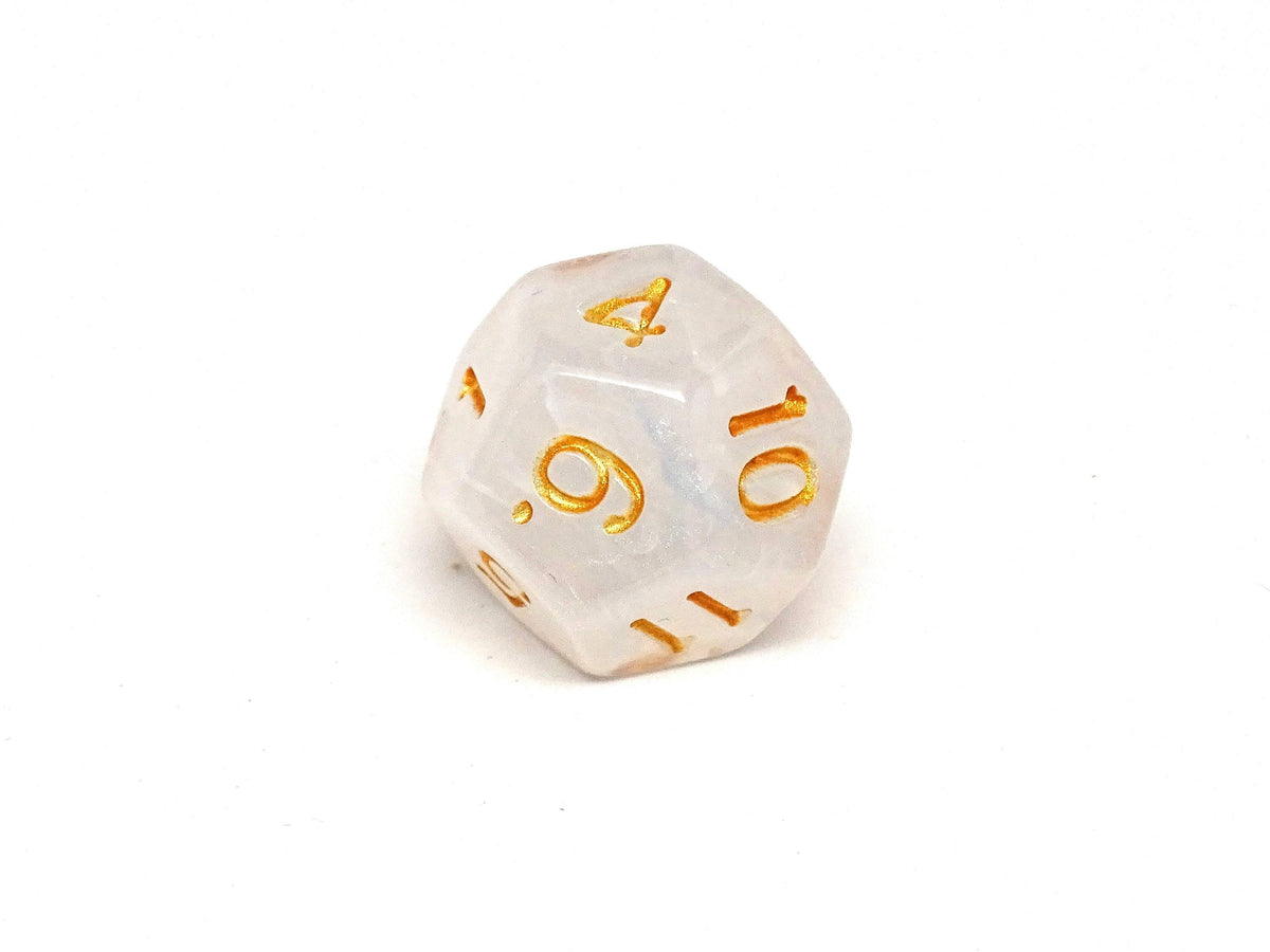 Translucent Ivory Dice - 7 Piece Set With Bag - Easy Roller Dice Company