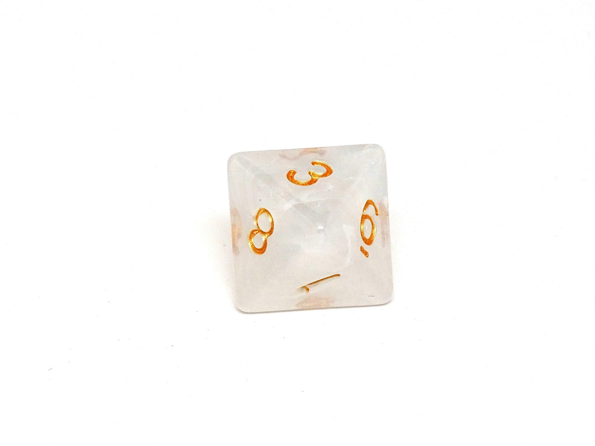 Translucent Ivory Dice - 7 Piece Set With Bag - Easy Roller Dice Company