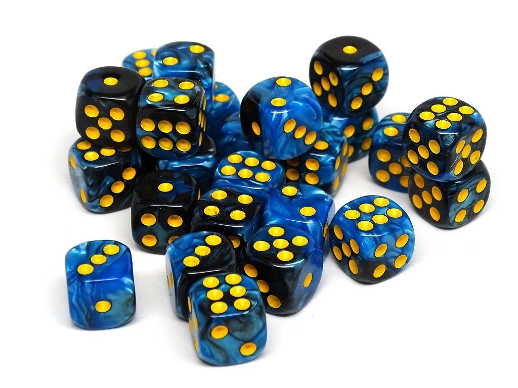 12mm D6 Dice - Blue and Black Swirl - 25 Count Bag - Easy Roller Dice ...