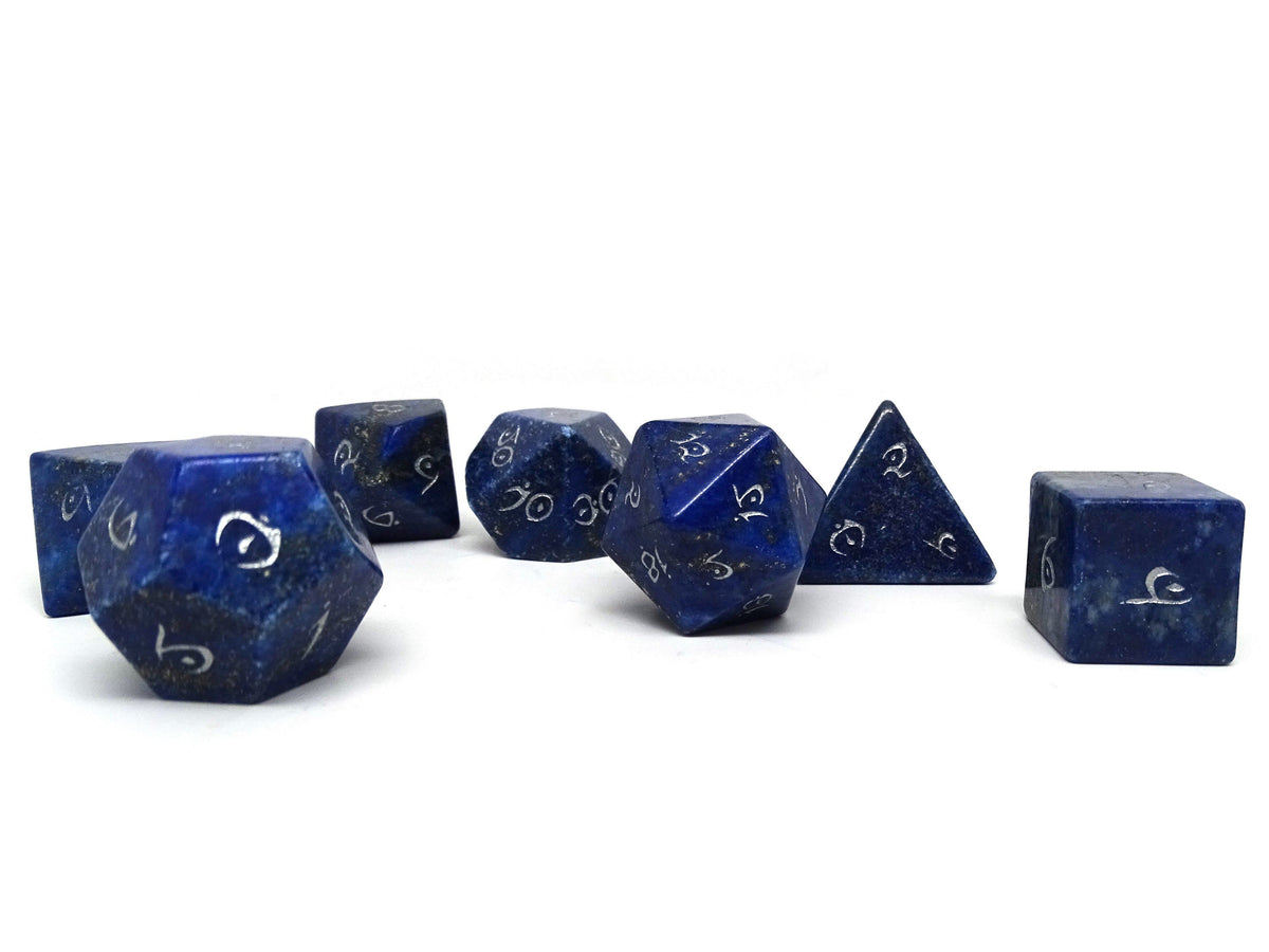 Stone Dice Collection - Lapis with Silver Numbering - Elvenkind Font ...