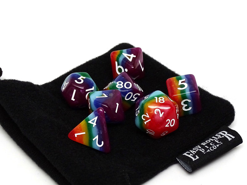 7 Tone Multi-color Dice Collection - 7 Piece Set - Easy Roller Dice Company