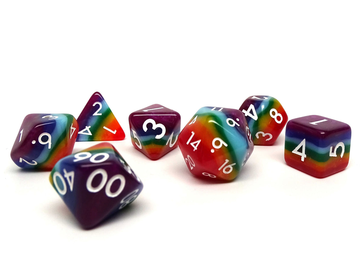 7 Tone Multi-color Dice Collection - 7 Piece Set - Easy Roller Dice Company
