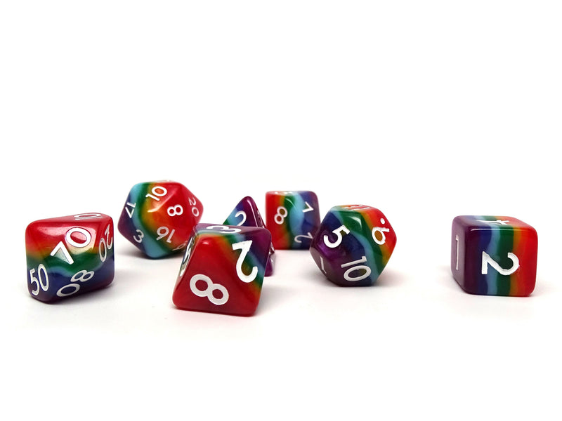 7 Tone Multi-color Dice Collection - 7 Piece Set - Easy Roller Dice Company
