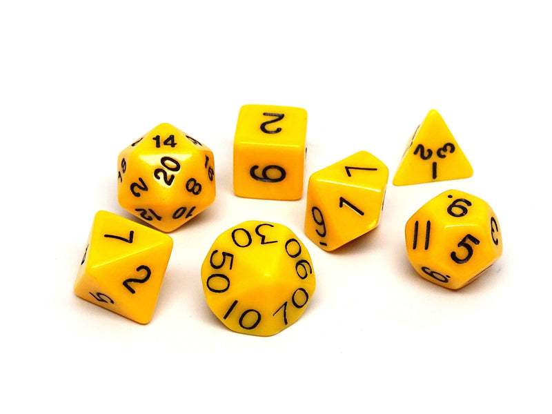 Yellow Opaque Dice - 7 Piece Set - Easy Roller Dice Company