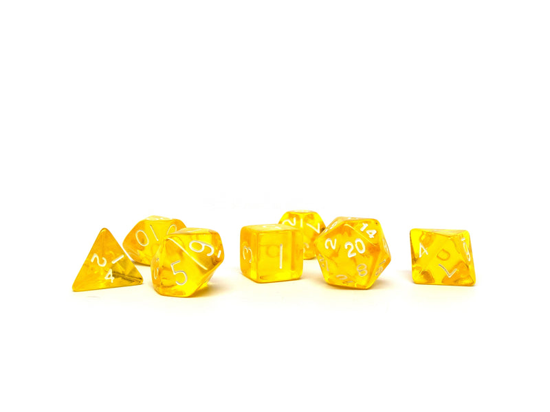 Yellow Translucent Dice - 7 Piece Set - Easy Roller Dice Company