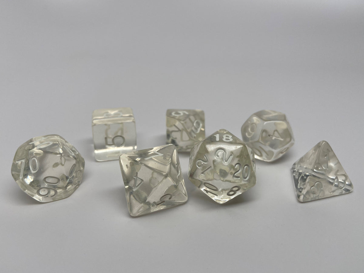 Clear Translucent Dice - 7 Piece Set - Easy Roller Dice Company