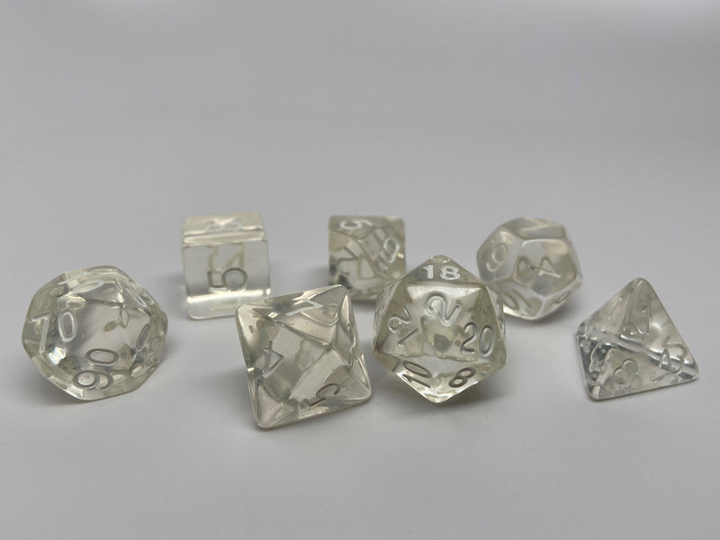 Clear Translucent Dice - 7 Piece Set - Easy Roller Dice Company