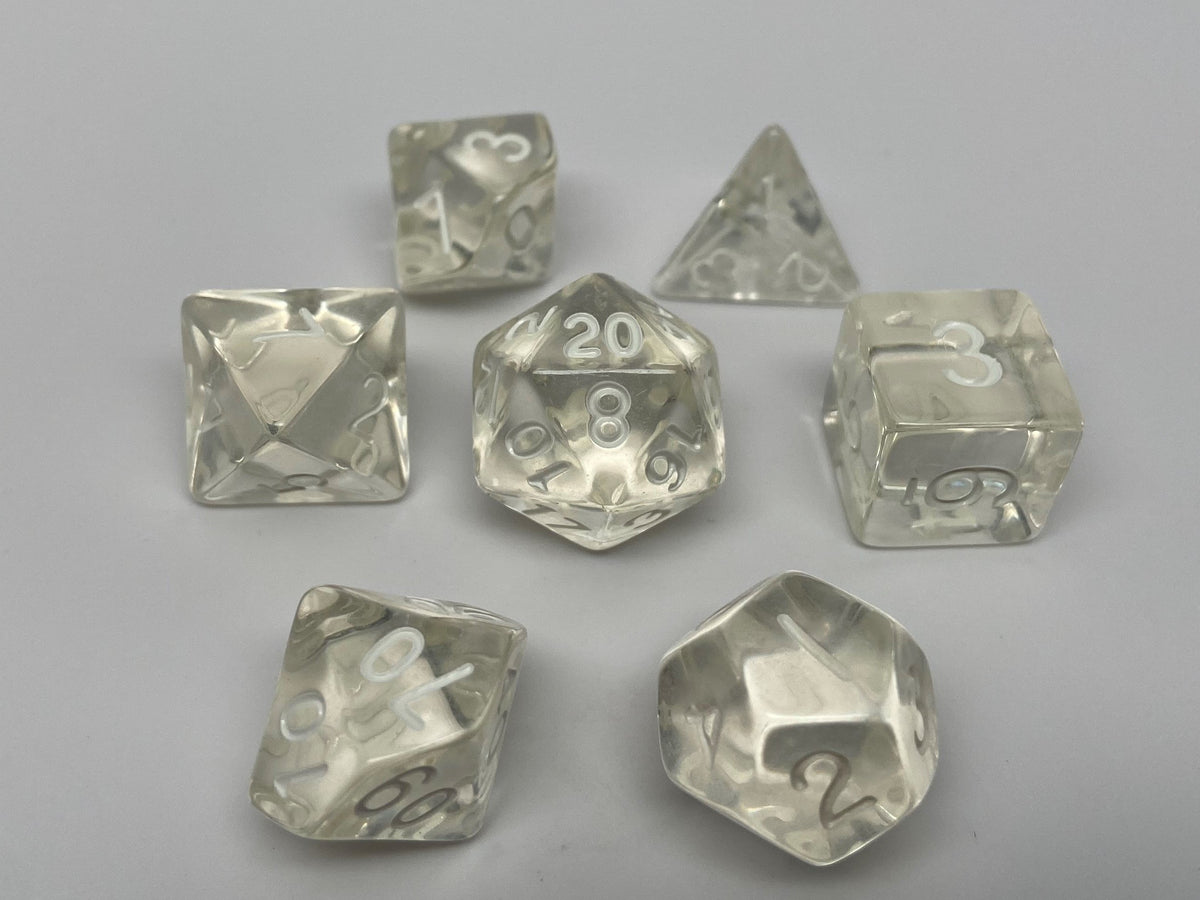 Clear Translucent Dice - 7 Piece Set - Easy Roller Dice Company