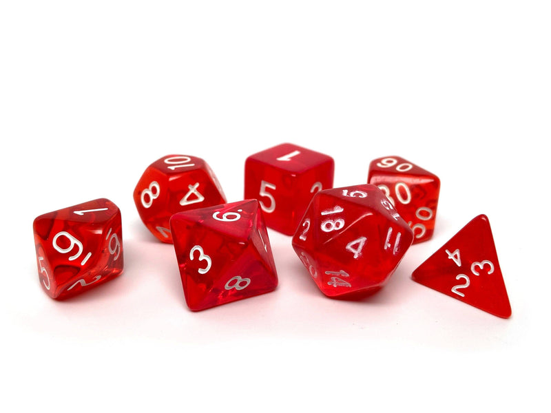 Red Translucent Dice - 7 Piece Set - Easy Roller Dice Company